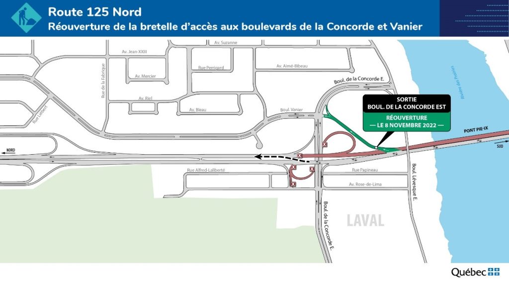 La bretelle d'accès aux boulevards de la Concorde et Vanier rouverte
