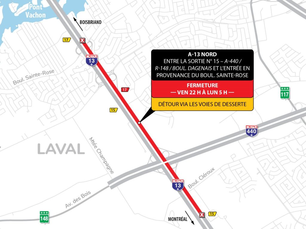Tronçon de l'A-13 fermé pour tout le week-end